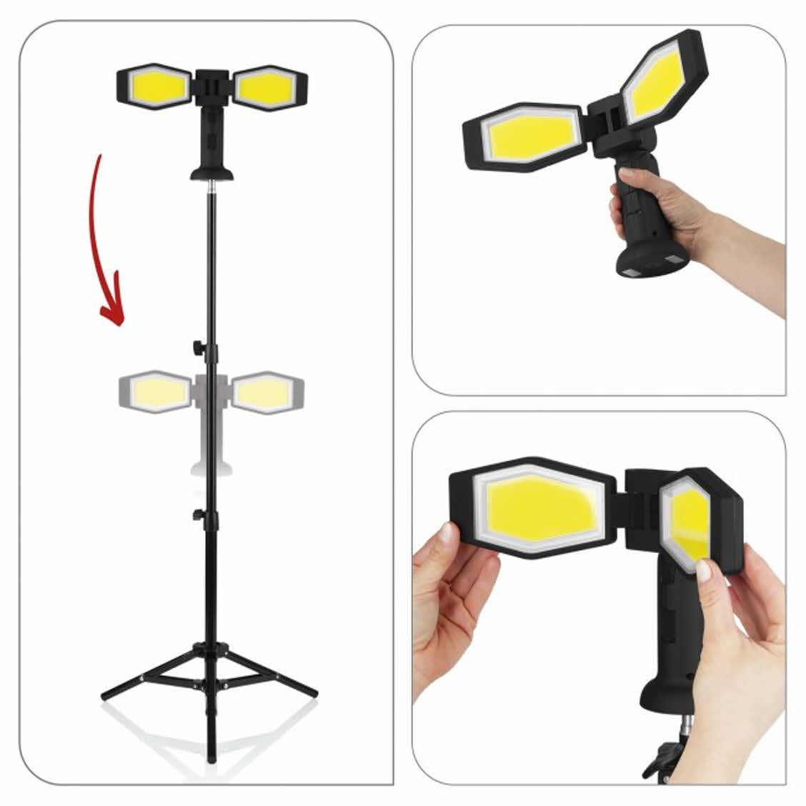 Akku-LED Doppelstrahler mit Stativ - Scheinwerfer - Taschenlampe für ...