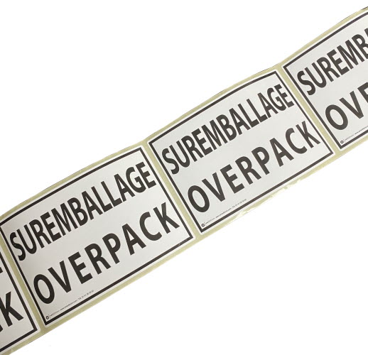 3er Gefahrengutaufkleber "SUREMBALLAGE/OVERPACK" für Transport und ...
